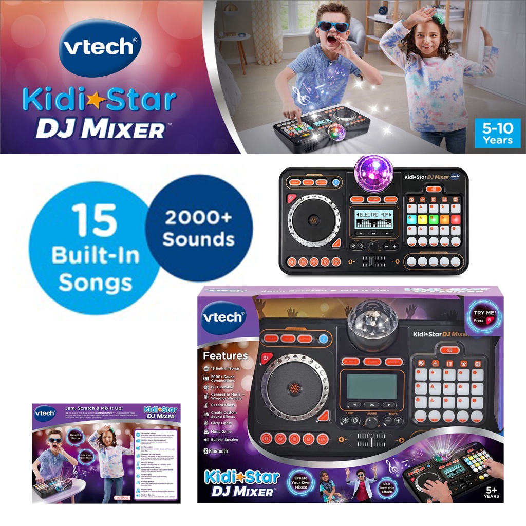 เพิ่งวางจำหน่ายใน 🇺🇸 บูธดีเจดาวเด่นVTech KidiStar DJ Mixer Black ราคา ...