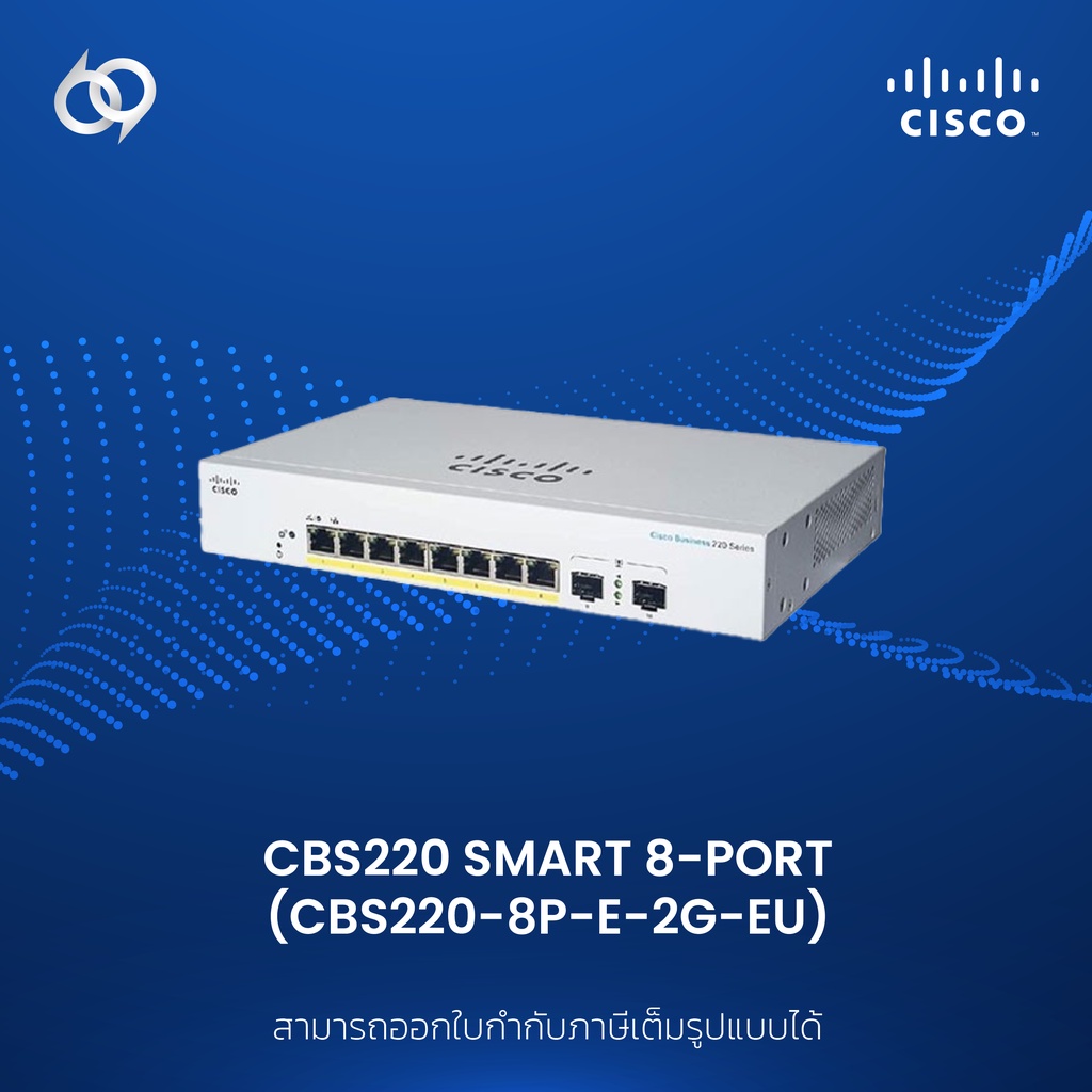 Cisco Business CBS220 Smart 8-port GE, PoE 65 Watt, Ext PS, 2x1G SFP ...