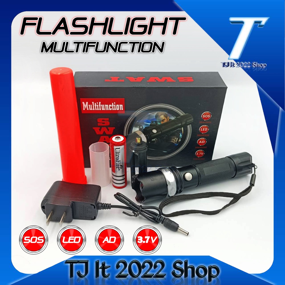 SWAT LED Police Flashlight with USB charger ไฟฉายตำรวจ SWAT LED พร้อม ...