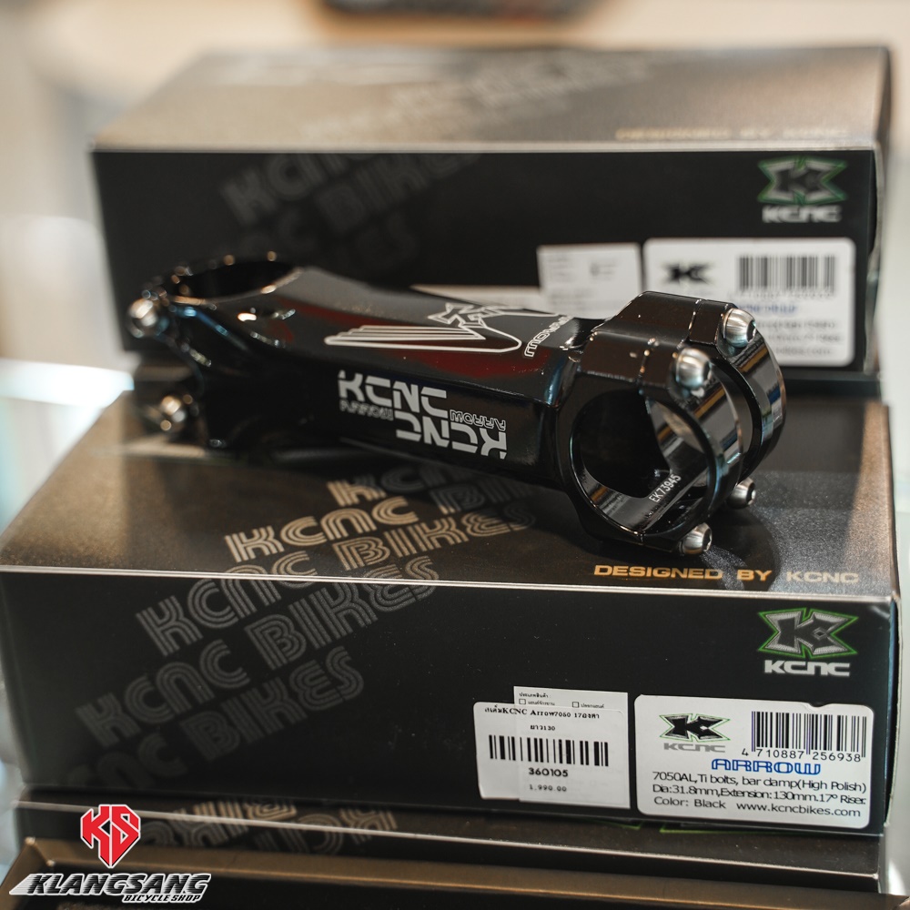 สเต็มคอแฮนด์อัลลอยด์ KCNC Arrow 7050AL,Ti Bolts สีดำ +/-7องศา หนัก 135กรัม | Shopee Thailand