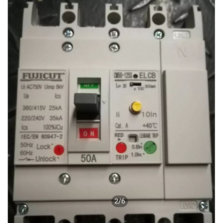 FUJICUT ELCB RCBO 4P 50A 100A เบรกเกอร์กันดูด เบรกเกอร์กันไฟรั่ว ชนิด 4 ...