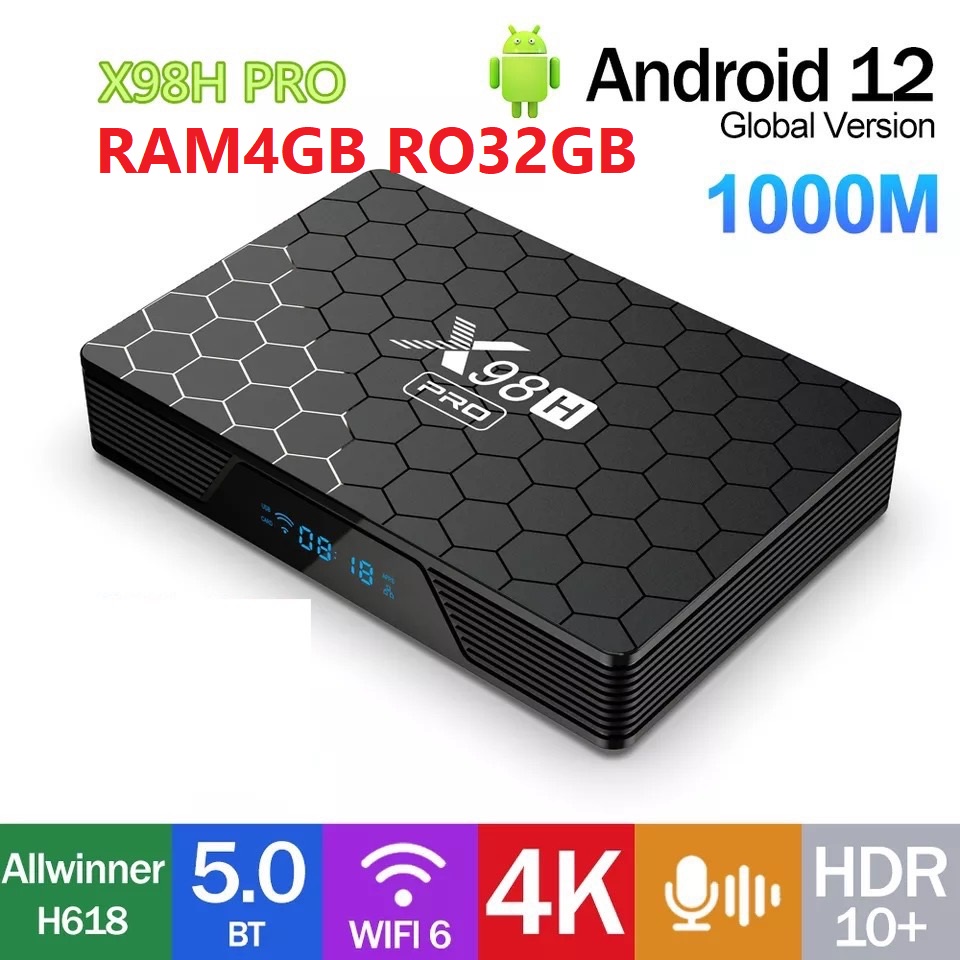 สุดยอดกล่องแอนดรอยด์ทีวีรุ่นใหม่ปี 2023 Android TV Box X98H PRO แรม4GB/32GB Allwinner ใหม่ H618 ...
