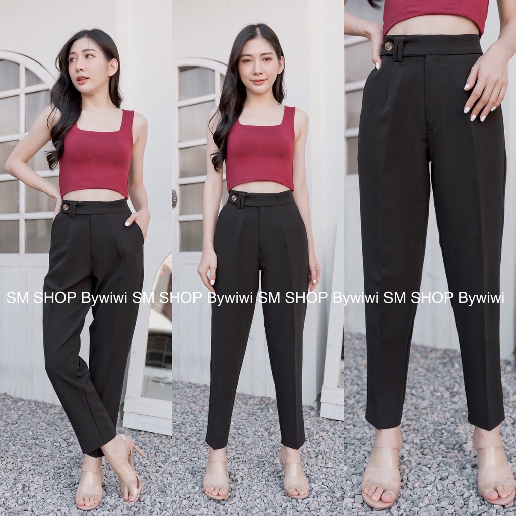 รุ่น Tกางเกงขากระบอก เอวสูง ขอบยื่น หัวธนู 2หูเก๋ๆ ไซส์ S-2XL งานป้าย SMSHOP พร้อมส่ง | Shopee ...