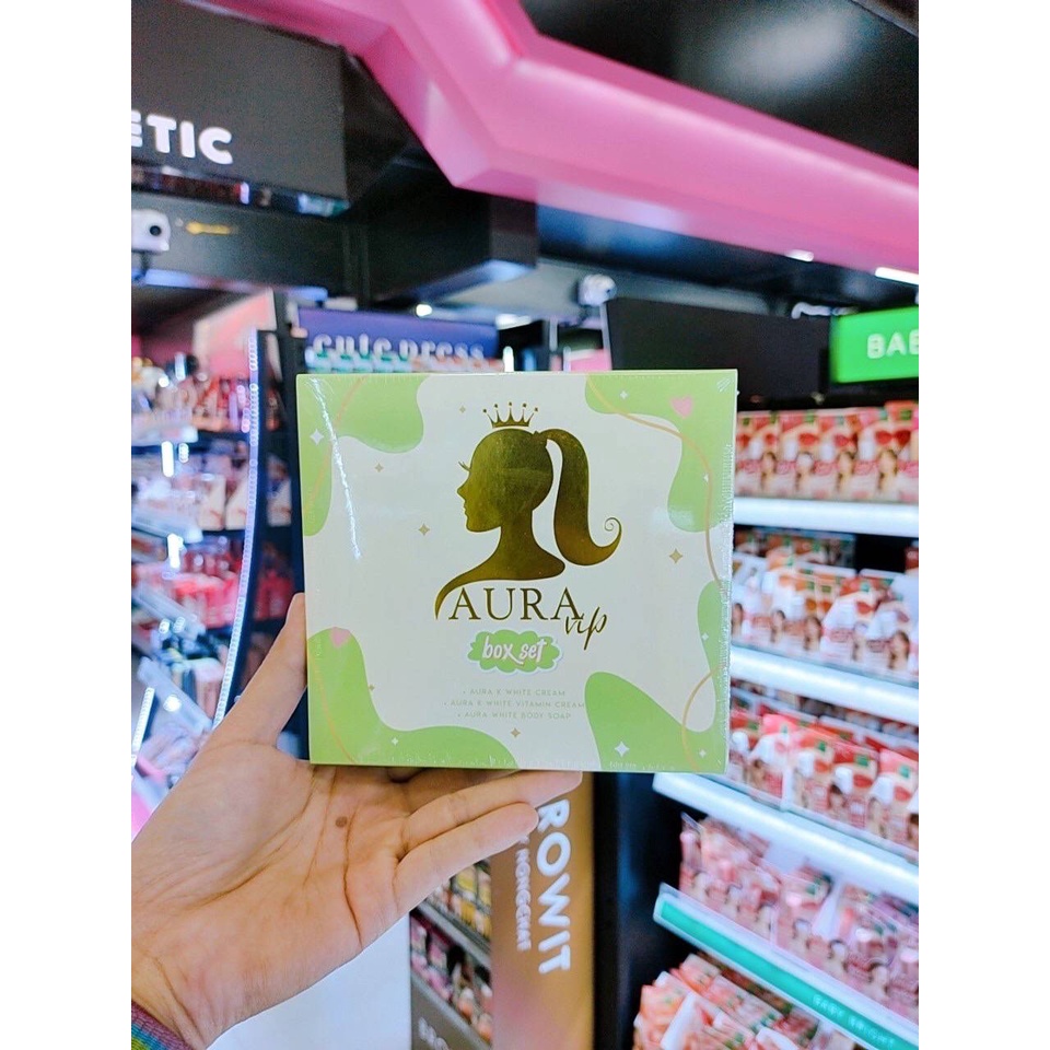 ออร่าวีไอพี เค ไวท์ ครีม ไวท์ aura Vip k white cream white box set ...