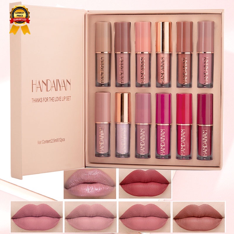 Handayan ลิปกลอส เนื้อแมตต์ ไม่เหนียวเหนอะหนะ มี 12 สี (พร้อมส่ง ...