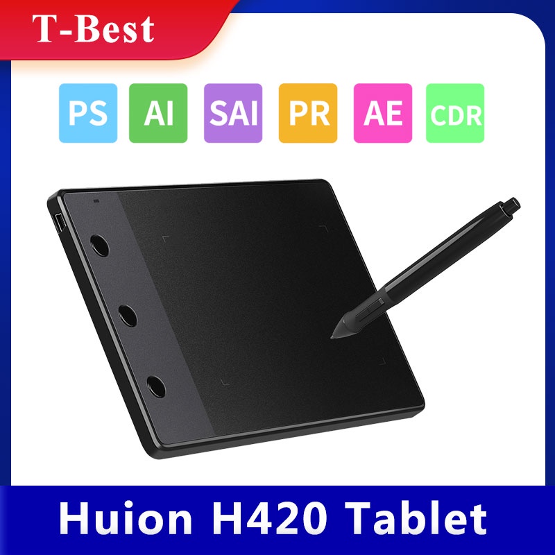 Huion H420 4x2.23 Inch Professional Graphics Drawing Tablet Signature Pad Board with 3 Shortcut ...