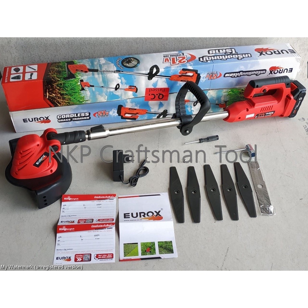 เครื่องตัดหญ้าแบตเตอรี่ เครื่องตัดหญ้าไร้สาย EUROX รุ่น EUROX 21 V (แบต 1 ก้อน) แบตเตอรี่ 21 ...