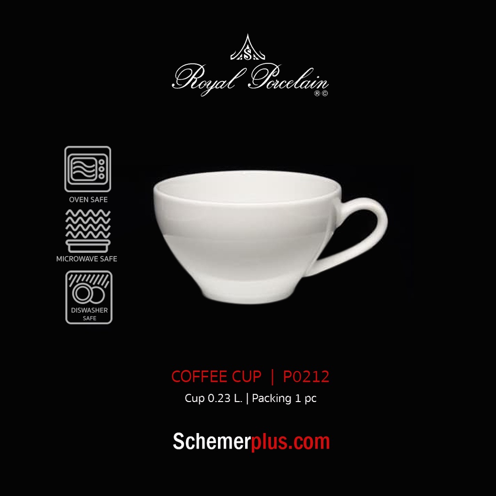 ชุดแก้วกาแฟพร้อมจานรองพอร์ซเลน ROYAL PORCELAIN P0212 COFFEE CUP 0.23L. | Shopee Thailand