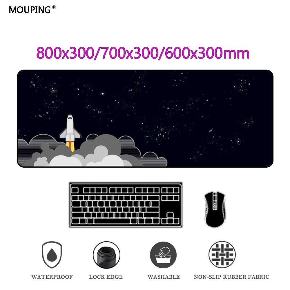 Space Mouse Pad Gamer อุปกรณ์เสริม Rocket Moausepad Xxl เสื่อยางสีดําอะ ...