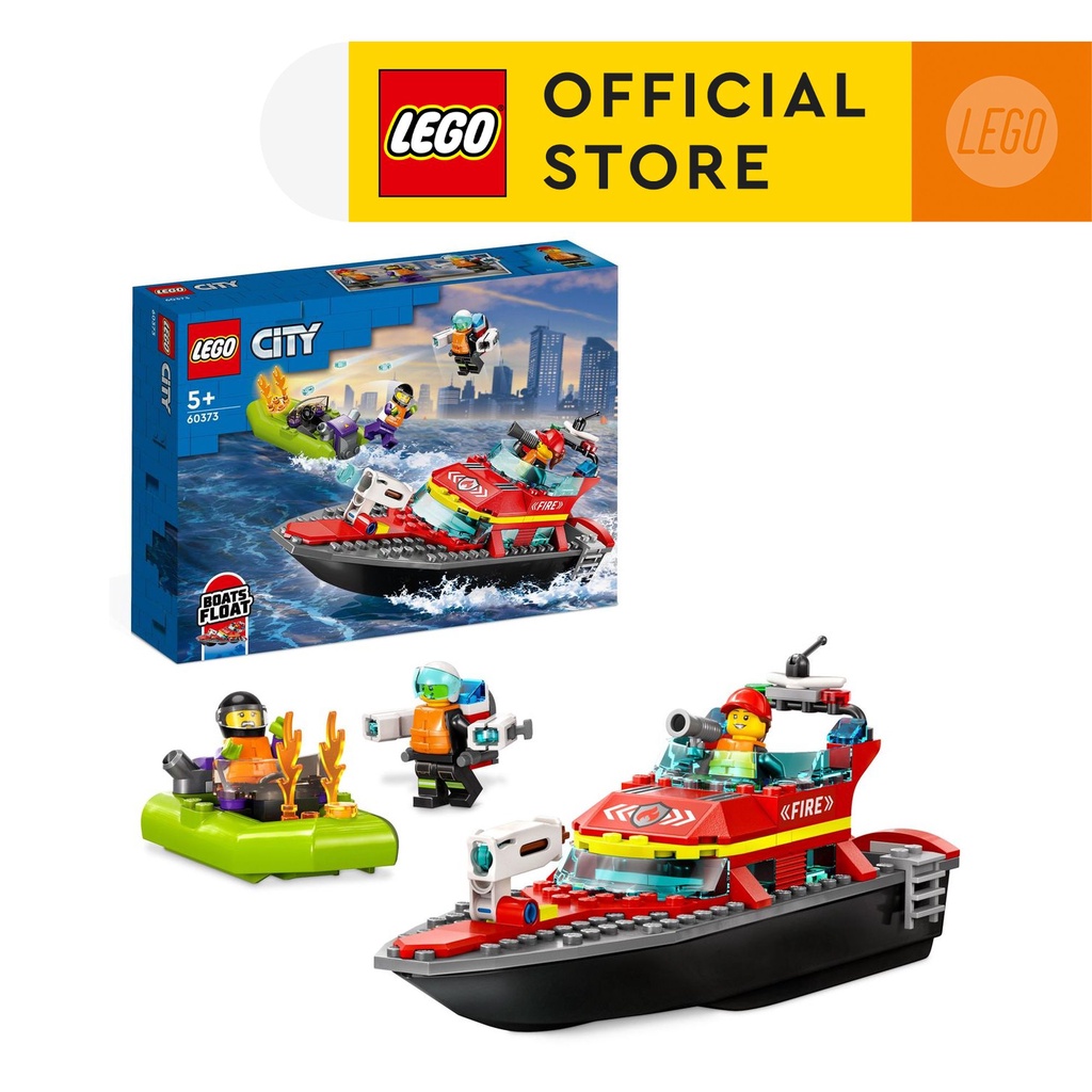 LEGO City 60373 Fire Rescue Boat Building Toy Set (144 Pieces) | Shopee ...