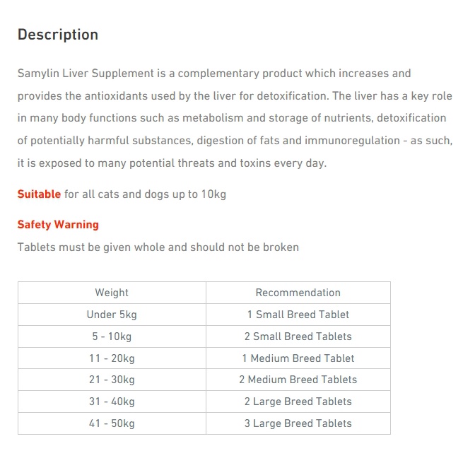 [VetPlus] SAMYLIN Small Breed for Dogs & Cats (30 Tablets/Sachets ...