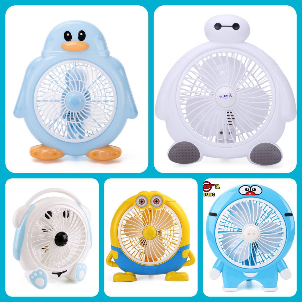 พัดลมตั้งโต๊ะลายการ์ตูน พัดลมลายสัตว์ พัดลมพกกพาขนาดเล็ก หน้ากว้าง 9 ...
