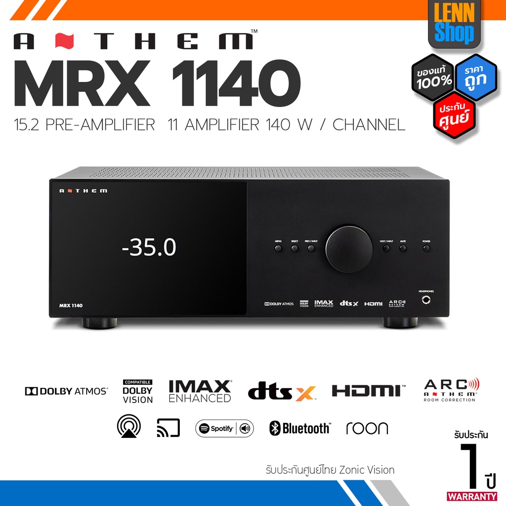 ANTHEM MRX 1140 15.2 PRE-AMPLIFIER / 11 AMPLIFIER CHANNEL A/V RECEIVER ...