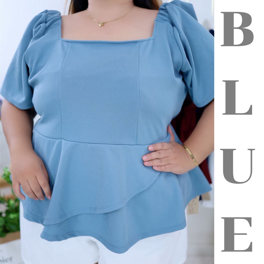 พร้อมส่ง เสื้อทำงานสาวอวบคอเหลี่ยมชายระบาย เสื้อแฟชั่นผู้หญิง ไซส์ใหญ่ มีมากกว่า 10 สี รุ่น A492 ...