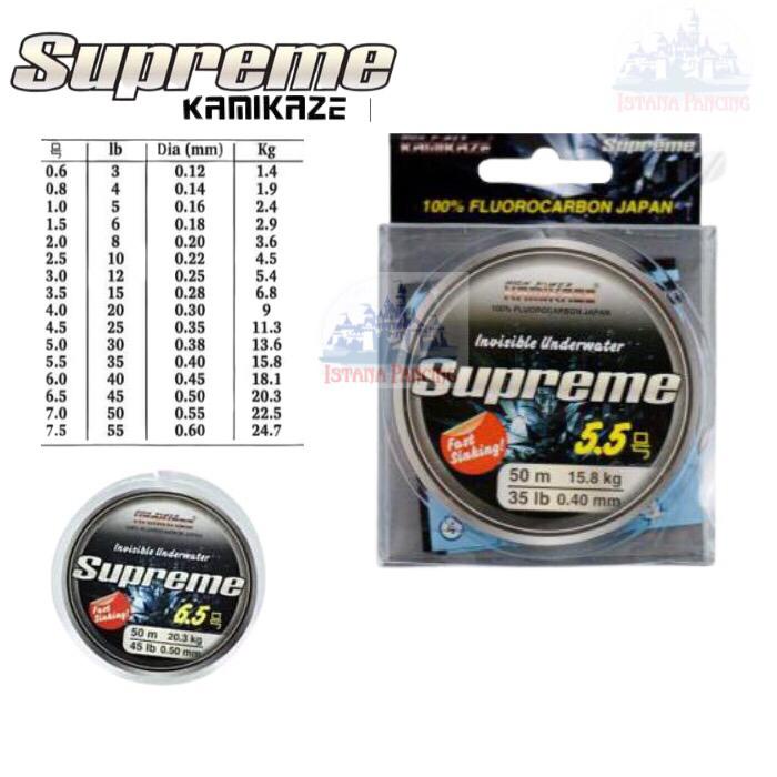 SUPREME FLUOROCARBON STRING 50M KAMIKAZE SUPREME FC 055mm/50lb | Shopee ...