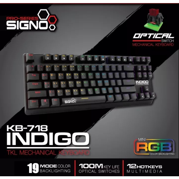 คีย์บอร์ดเกมมิ่ง SIGNO Pro-Series KB-718 TKL Mechanical Keybord Blue/RED Optical Switch | Shopee ...