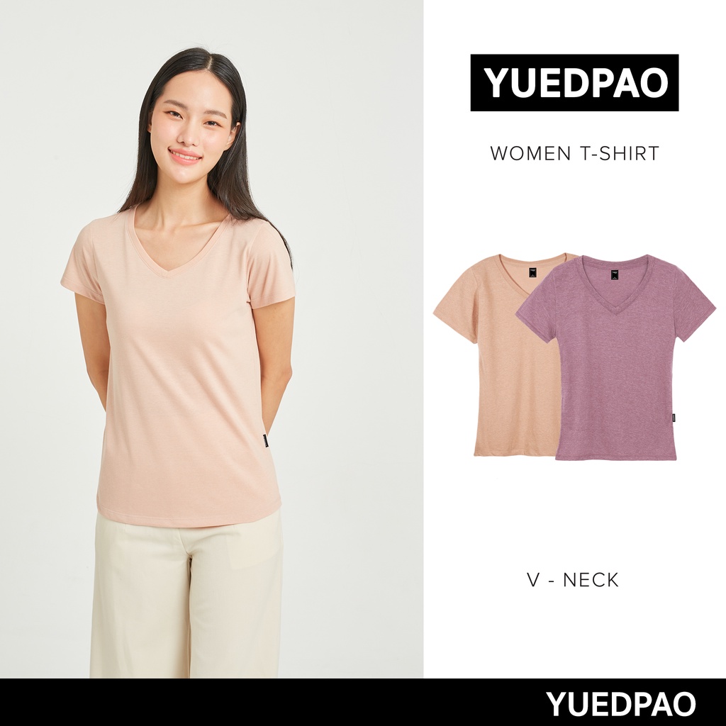 Yuedpao เสื้อยืดผู้หญิงคอวี ทรงเข้ารูป ไม่ย้วย ไม่หด ไม่ต้องรีด ใส่สบาย basicstyle เสื้อยืดคอวี ...