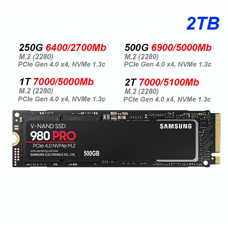 คุณภาพสูงยี่ห้อ solid-state hard disk 1T โน้ตบุ๊ค SSD M2 PM9A1 M.2 2T 980 PRO คอมพิวเตอร์ NVME ...