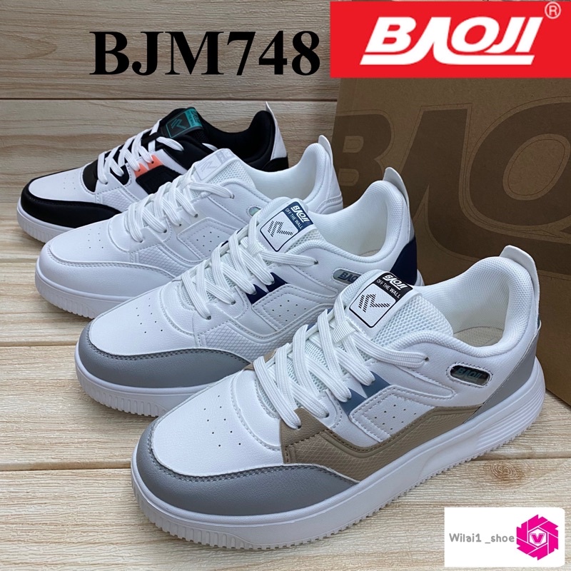 Baoji BJM 748 รองเท้าผ้าใบชาย (41-45)สีดำขาว/ขาว/ขาวน้ำเงิน/ขาวเทา สล | Shopee Thailand