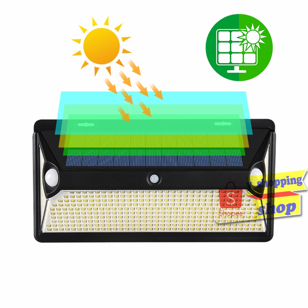 (1pcs)2023 NEW solar light Sensor 378 LED 3โหมด มีเซ็นเซอร์ 2 ตัว ขนาด ...