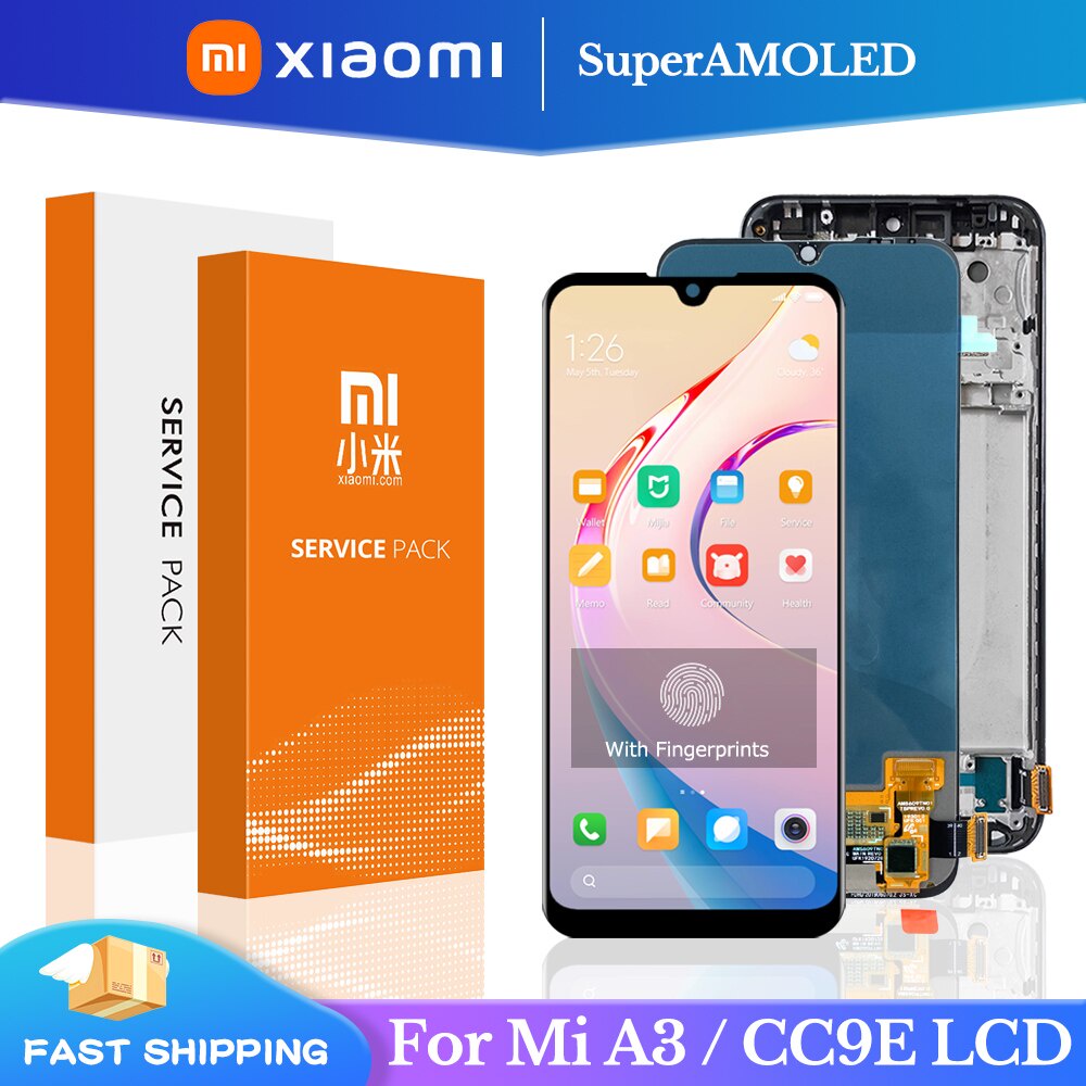 จอแสดงผลสําหรับ Xiaomi Mi CC9E จอแสดงผล LCD Touch Screen Digitizer + กรอบสําหรับ Xiaomi MiA3 Mi ...
