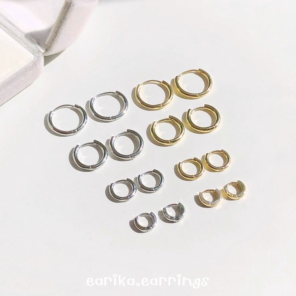 (กรอกโค้ด L4YX2 ลด 80.-) earika.earrings - basic hoop ต่างหูห่วงเงินแท้ (มีให้เลือก 2 สี 4 ขนาด ...