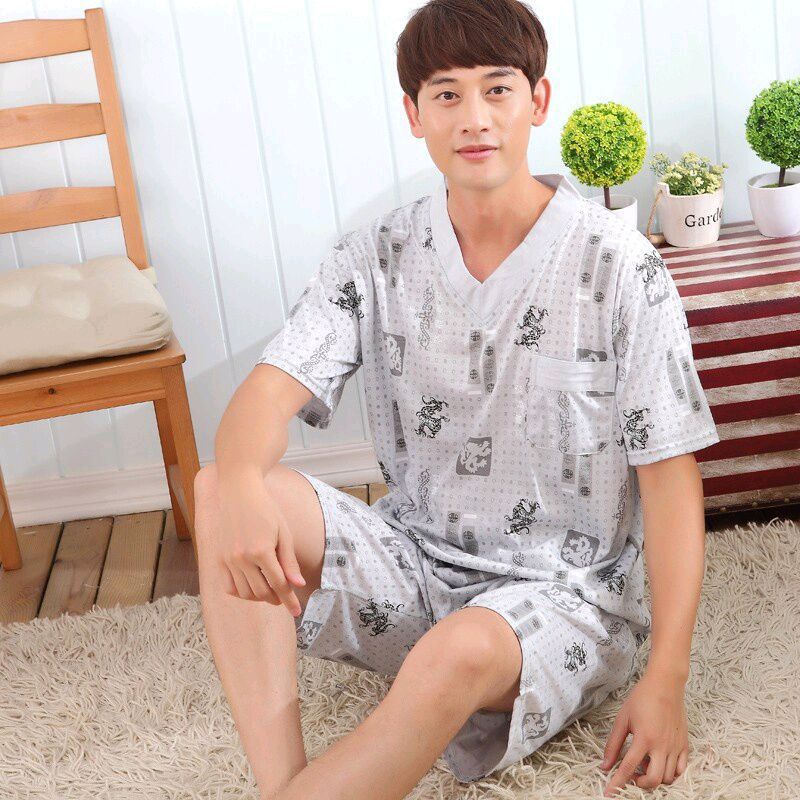 JF35-ชุดนอน2ชี้นคอวีเนื้อผ้านิ่มยืดได้เยอะผ้าใส่สบายใส่ได้ทั้งหญิงและ ...