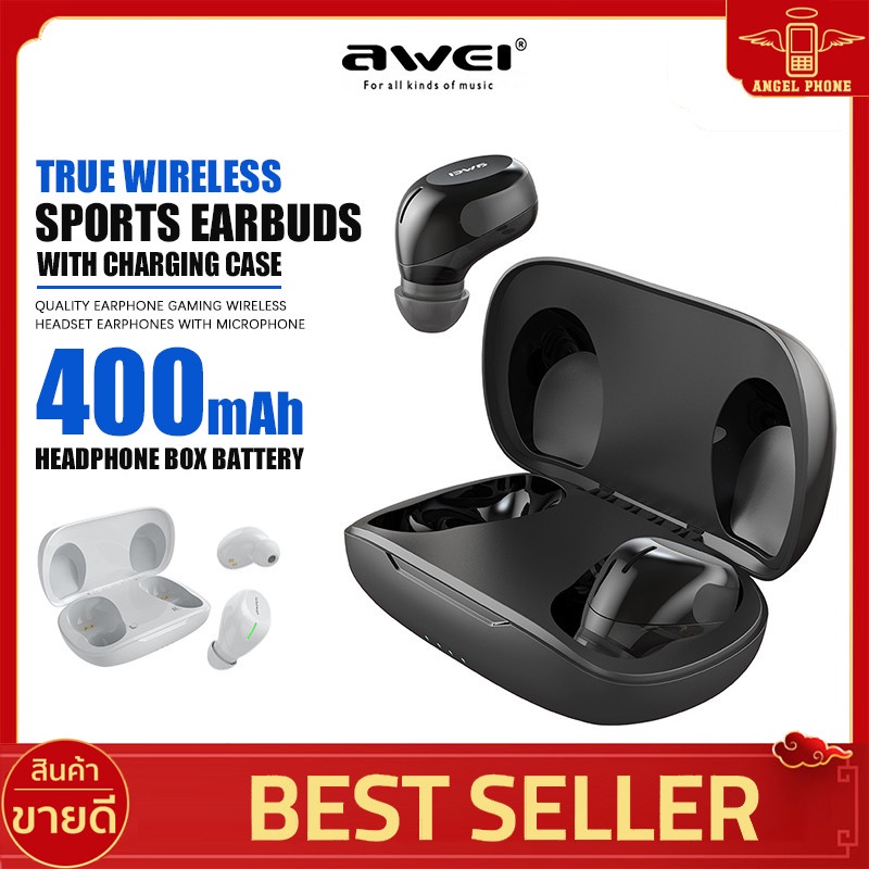 Awei หูฟังอินเอียร์ รุ่น T20 ประเภทไร้สาย True Wireless Sports Earbuds ...