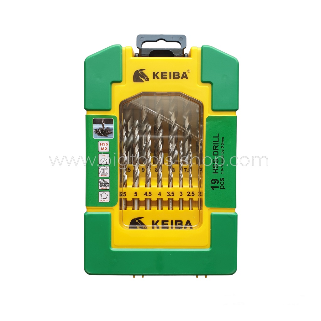 Keiba : ดอกสว่าน ไฮสปีด HSS เจาะเหล็ก/ไม้/พลาสติก ชุด 19 ตัว ขนาด 1-10 มม. (KE-2503005) | Shopee ...