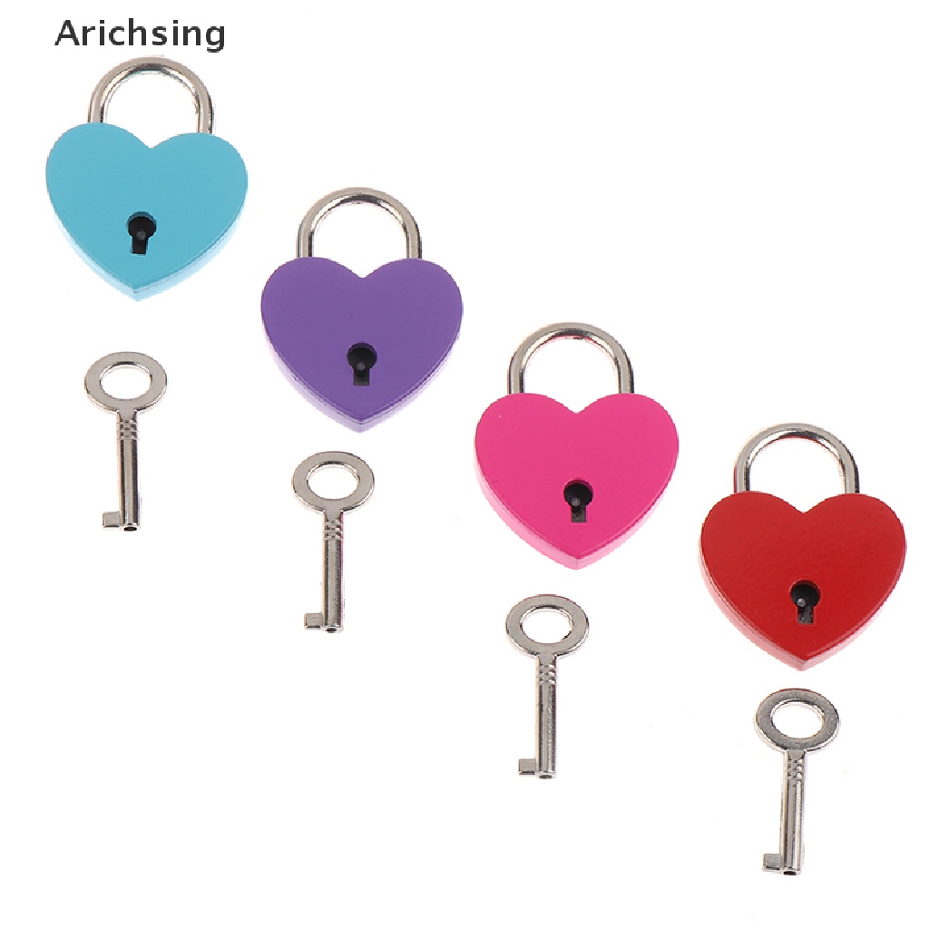 Heart Shape Padlock Luggage Hardware Locks W/Lock For Jewelry Box Diary ...