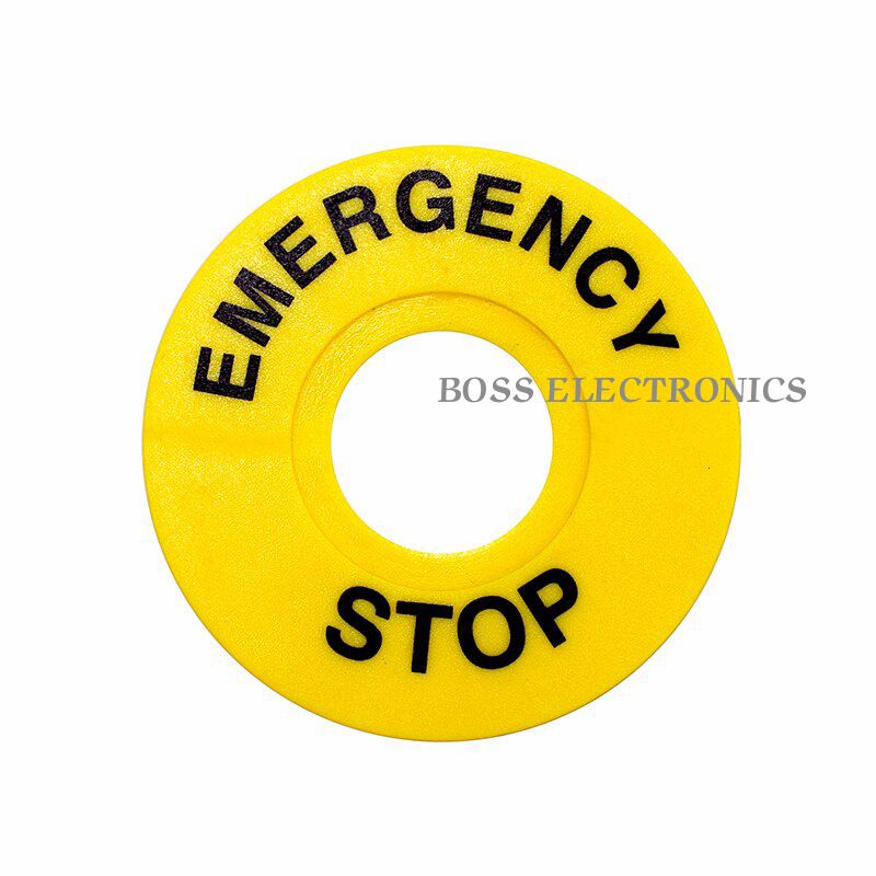 EMERGENCY STOP (Name Plate) เนมเพลทรู 22มิล เส้นผ่าศูนย์กลาง 60มิล 1 ...