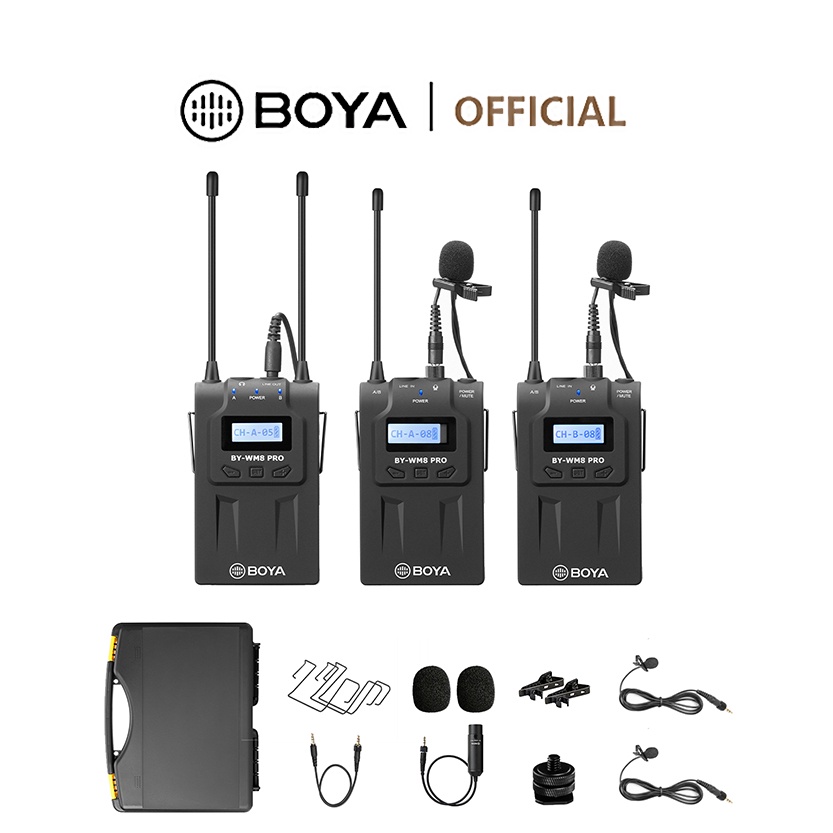 BOYA BY-WM8 Pro-K2 ระบบไมโครโฟนไร้สาย แบบมืออาชีพ ช่องสัญญาณคู่ UHF ...