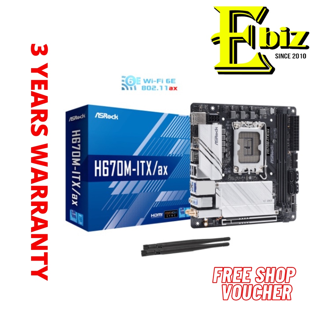 Asrock H670M-ITX/ax LGA1700 DDR4 เมนบอร์ด | Shopee Thailand