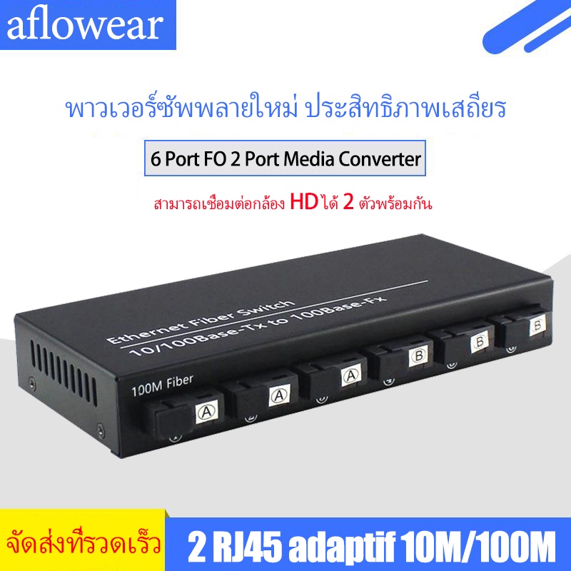 Media Converter 10/100M 6 พอร์ต FO 2 พอร์ต LAN Ethernet Fiber Switch ...