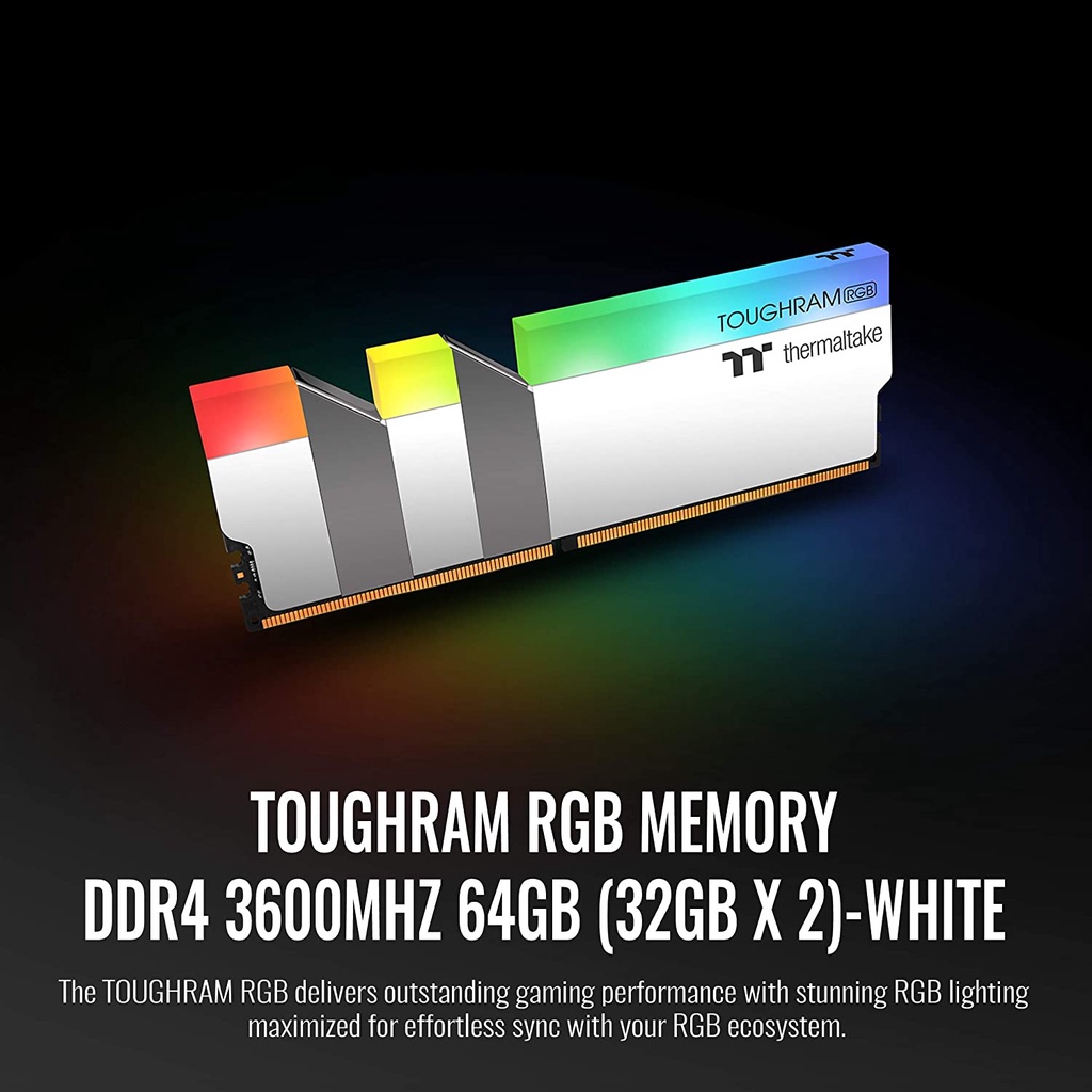 64GB (32GBx2) DDR4 3600MHz RAM (หน่วยความจำ) THERMALTAKE TOUGHRAM RGB ...
