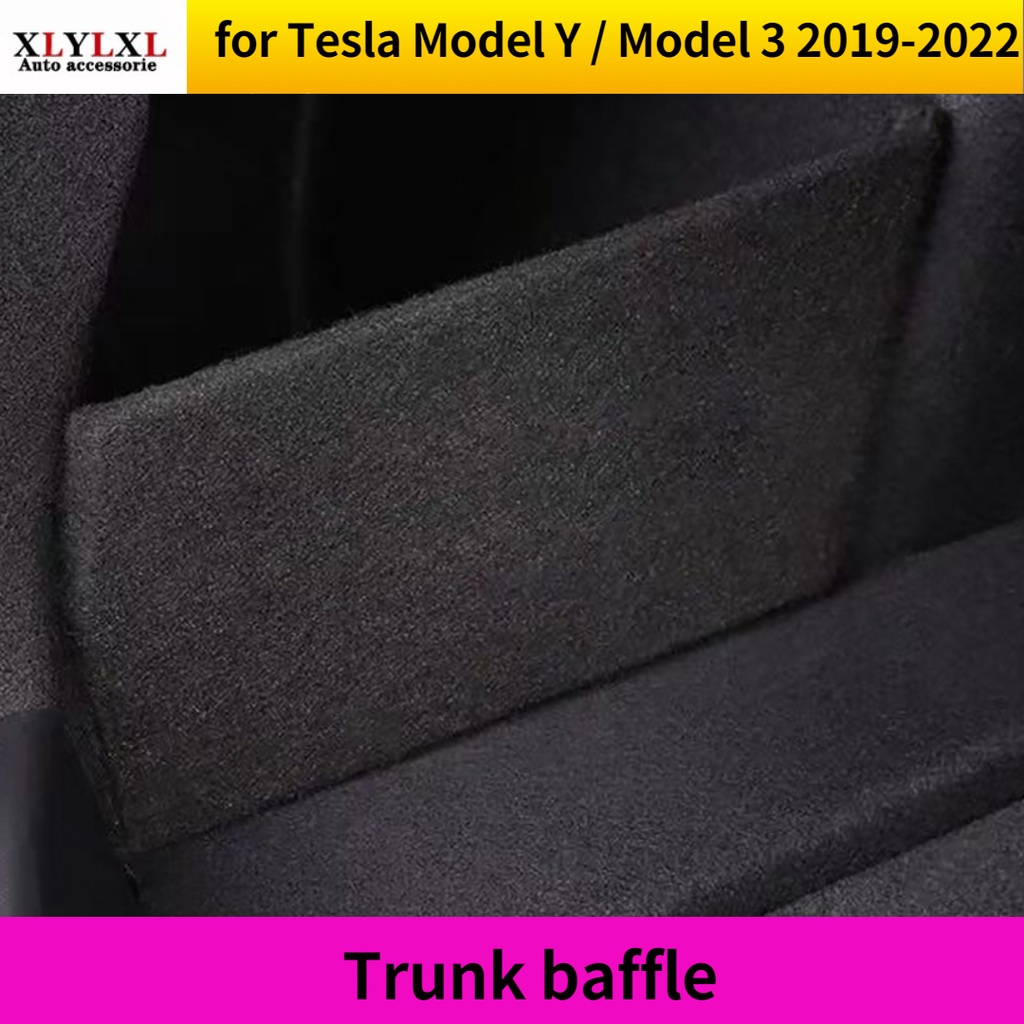 ① Tesla รุ่น3 Baffle ด้านข้างช่องเก็บของรั้ว Artition Trunk Baffle Boot ...