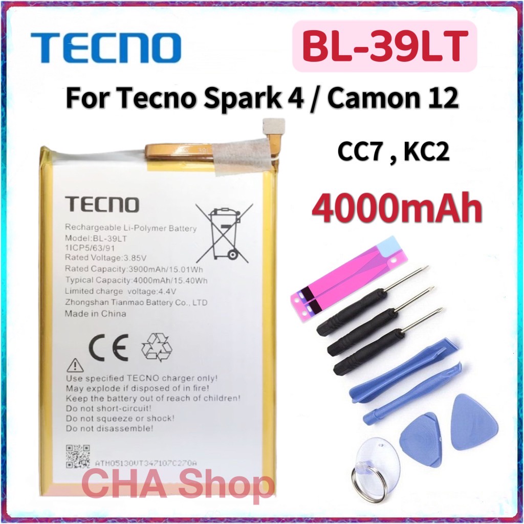 แบตเตอรี่ Tecno Spark 4 Camon 12 CC7 KC2 (BL-39LT) Original แบต Tecno Spark 4 Camon 12 CC7 KC2 ...