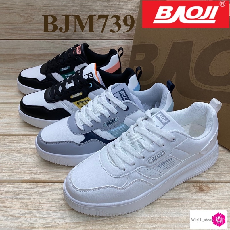 Baoji BJM 739 รองเท้าผ้าใบ (41-45) สีดำขาว/ขาวดำ/ขาว/เทา สล | Shopee ...