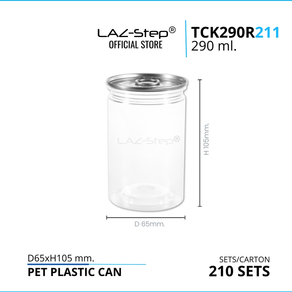 LAZ-Step กระป๋องพลาสติก PET ฝาดึง อลูมิเนียม ขนาด 290 ml. TCK290R211 บรรจุลังละ 210 ชุด | Shopee ...
