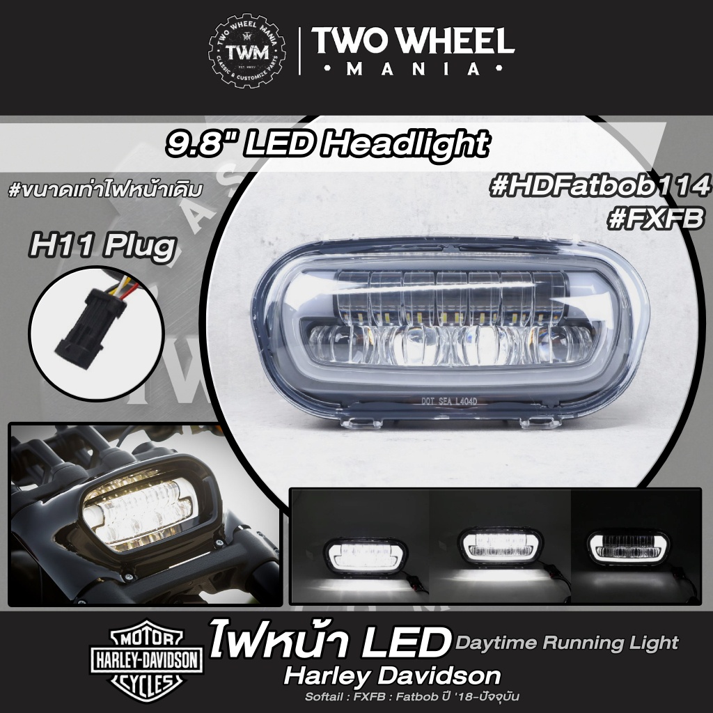 ไฟหน้า LED HD Fat Bob 114 : 9.8" LED Headlight : Harley Davidson ...