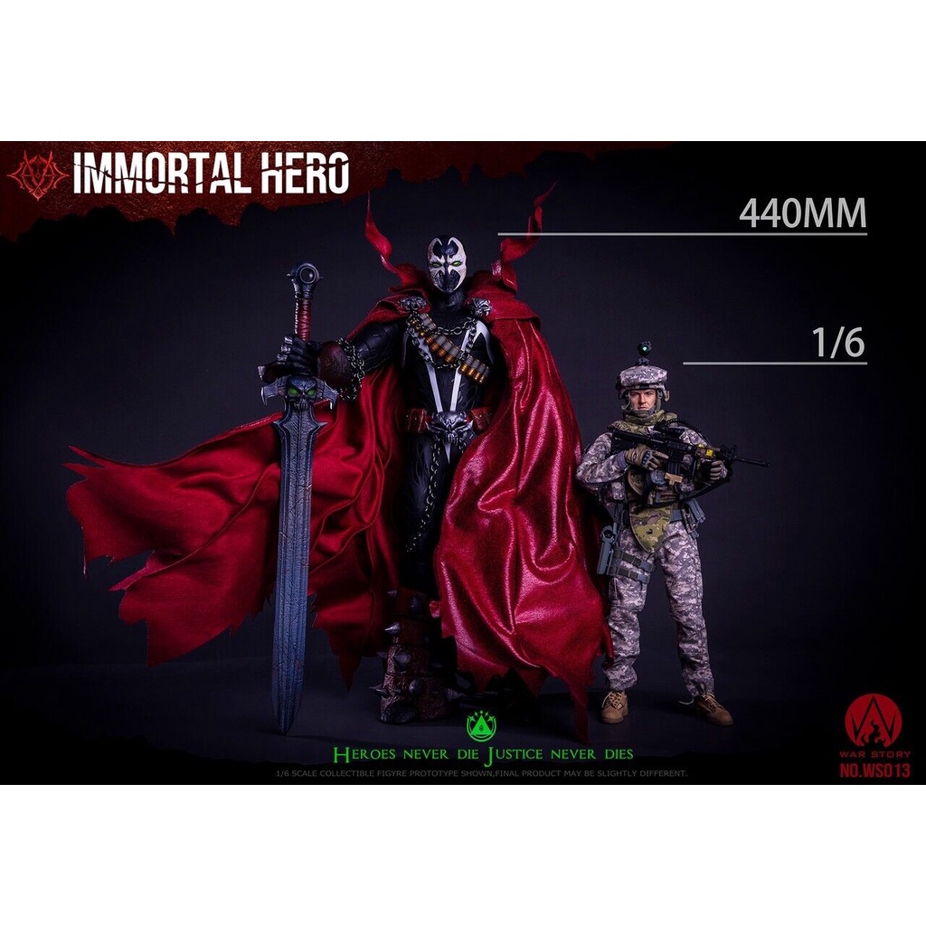 In-Stock 1/6 Scale Spawn Al Simmons Immortal Dark Hell Fire Hero Action ...
