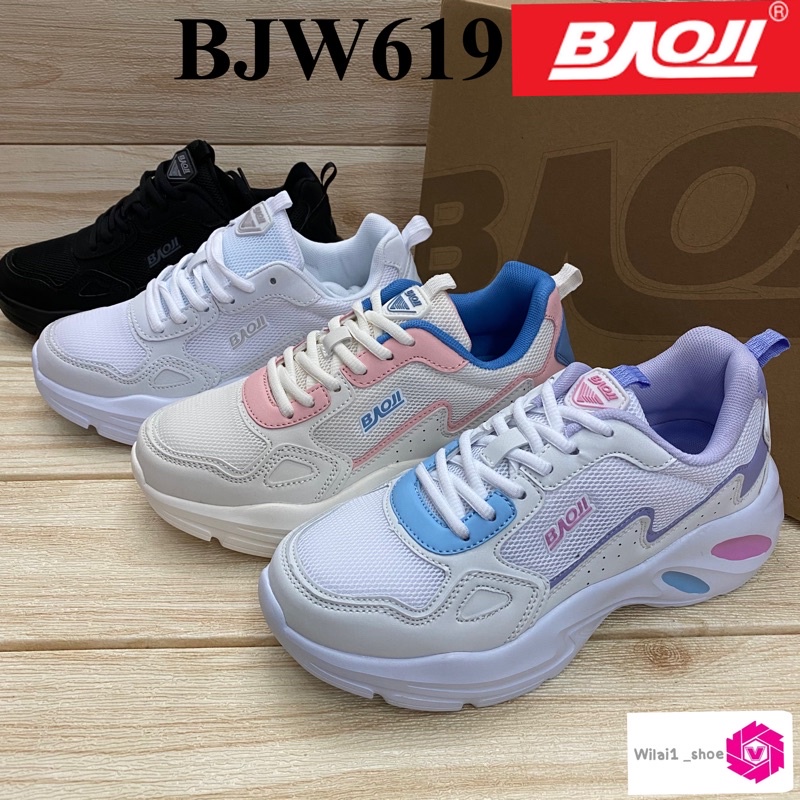Baoji BJW 619 รองเท้าผ้าใบ (36-41) สีดำ/ขาว ซป | Shopee Thailand