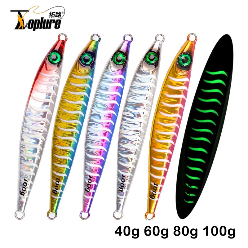 TL 40g 60g 80g 100g ช้า Jigging Lure โลหะ Jigs Sinking Luminous Fishing ...