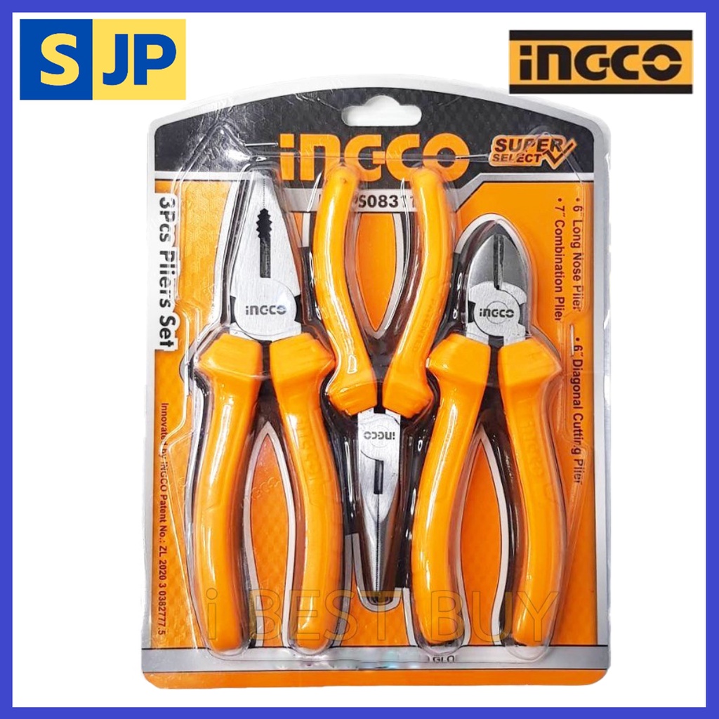 INGCO ชุดคีมปากจิ้งจก,คีมตัด 3 ชิ้น HKPS08311 | Shopee Thailand