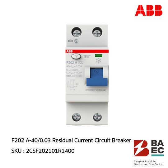 ABB F202 A-40/0.03 Residual Current Circuit Breaker | Shopee Thailand