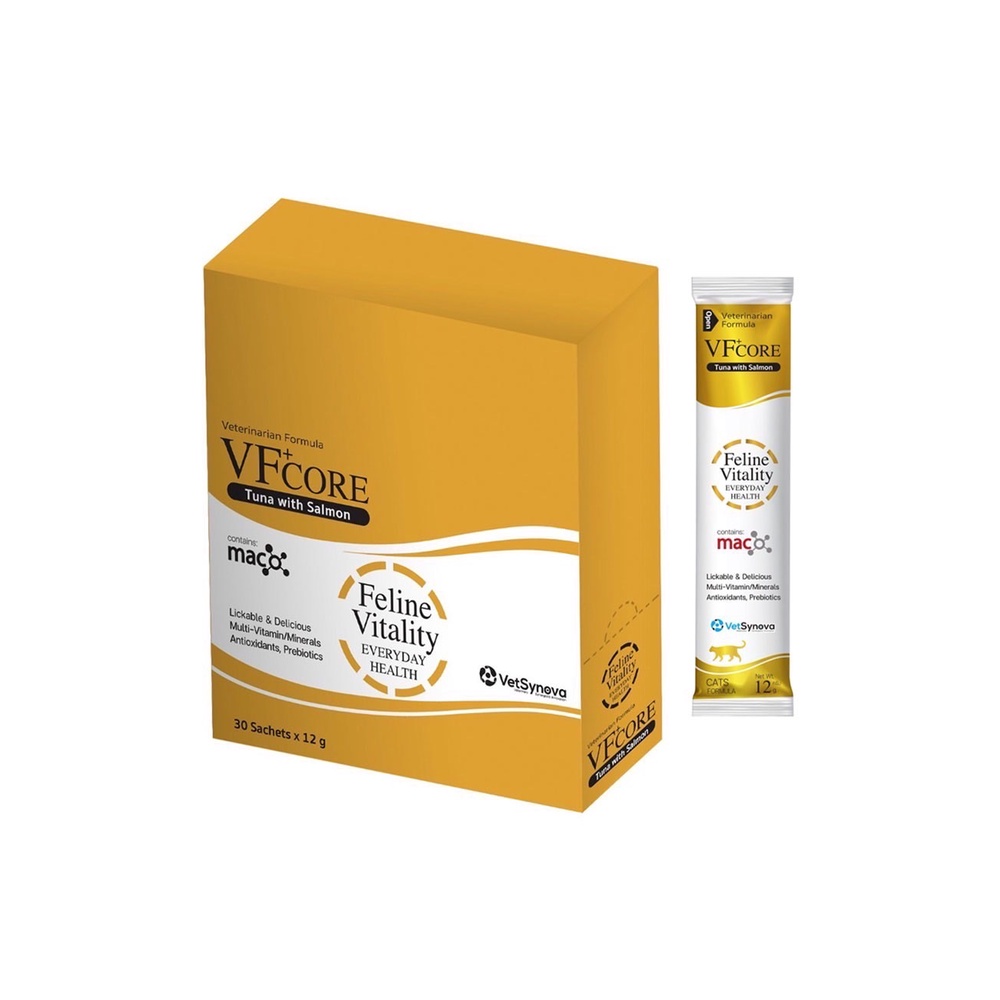 VFcore ยกกล่อง(12gx30ซอง) ขนมแมวเลียแบอาหารเสริมแมว L-Lysine เสริมภูมิ/RB บำรุงเลือด/JC บำรุงข้อ ...