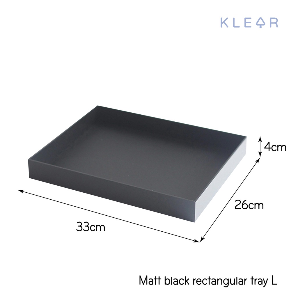 KlearObject Matt black rectangular Tray (L) ถาดอะคริลิคสีดำอเนกประสงค์ ใส่ของ ถาดใส่อุปกรณ์ ...