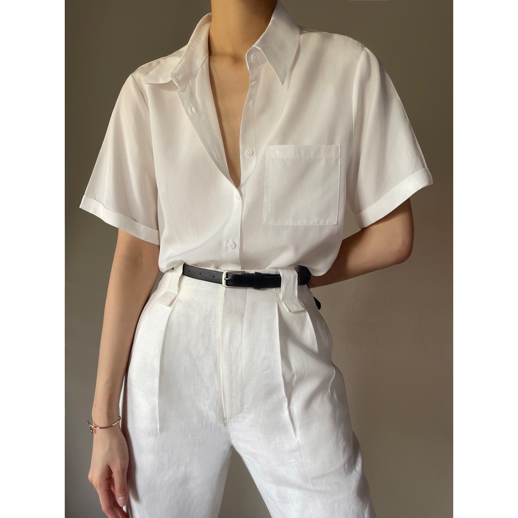 Aliotte - Jolda Shirt เสื้อเชิ้ตแขนสั้นผ้า Cotton Silk | Shopee Thailand