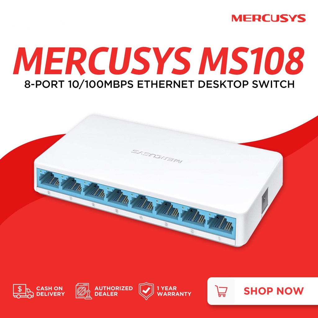 SWITCH (สวิตช์) MERCUSYS (MS108) 8-Port 10/100Mbps Desktop Switch | Shopee Thailand