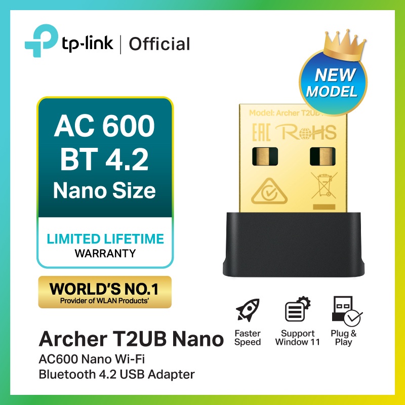 TP-LINK (Archer T2UB Nano) AC600 Nano Wi-Fi + Bluetooth 4.2 USB Adapter ...